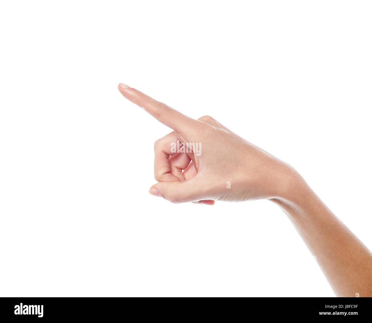 Female hand indicating on virtual screen Stock Photo - Alamy