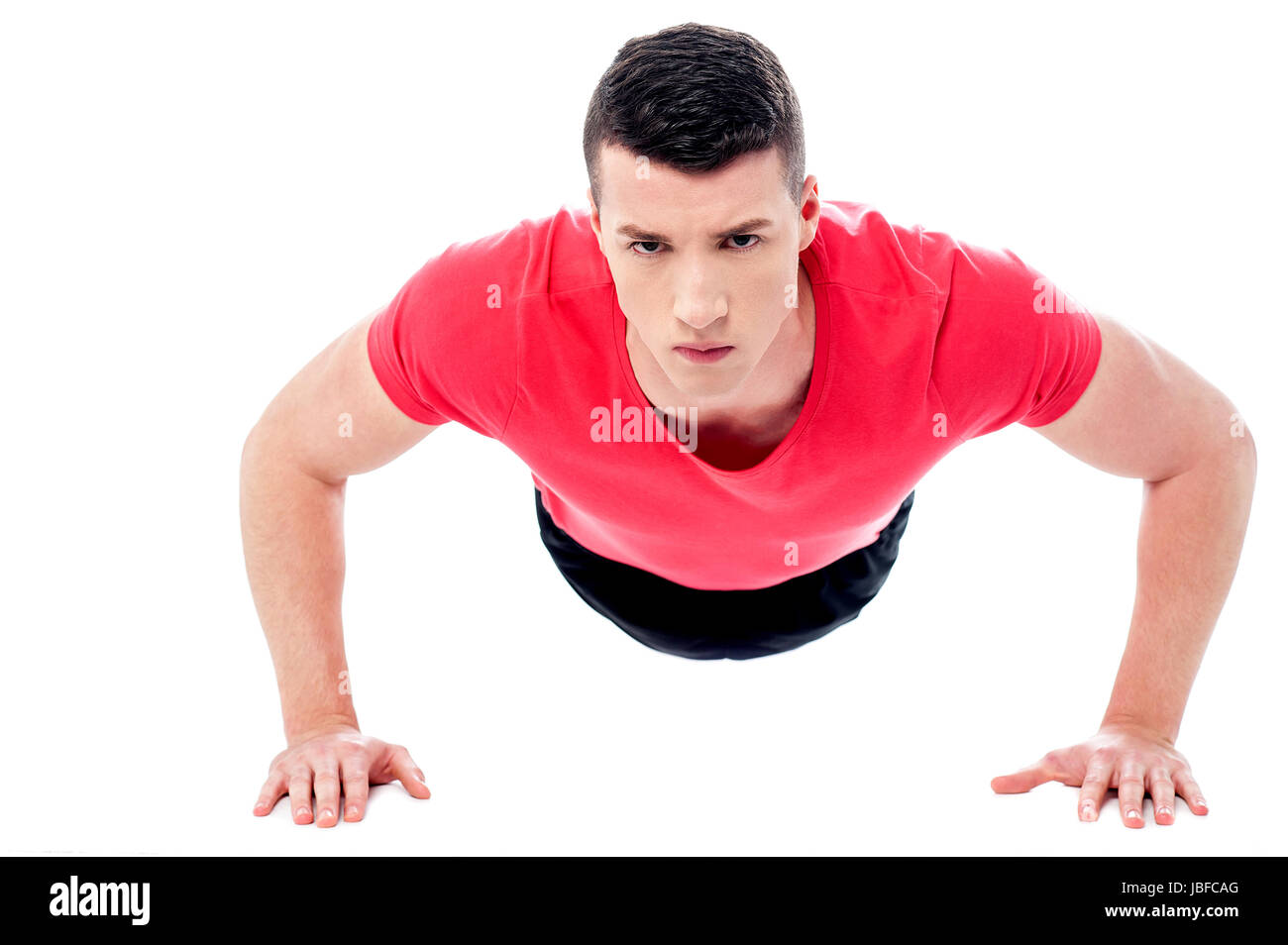 Handsome strong man doing push-ups Stock Photo - Alamy