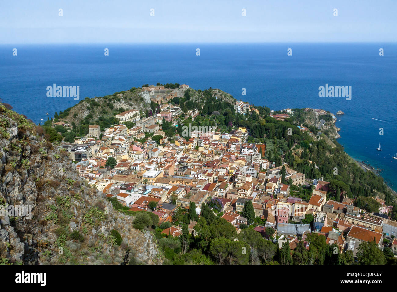 Aerial view of Taormina city - Taormina, Sicily, Italy Stock Photo - Alamy