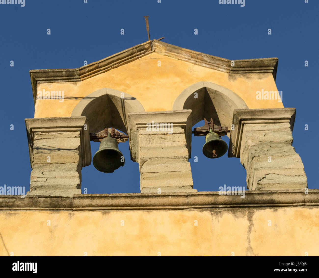 Bells in the bell tower of a small country church Stock Photo - Alamy