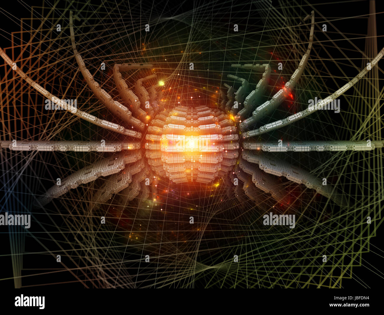 Fractal Spider series. Arrangement of fractal elements and grids for ...