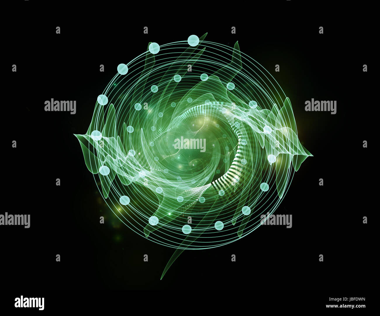 Atomic series. Abstract concept of atom and quantum waves illustrated ...