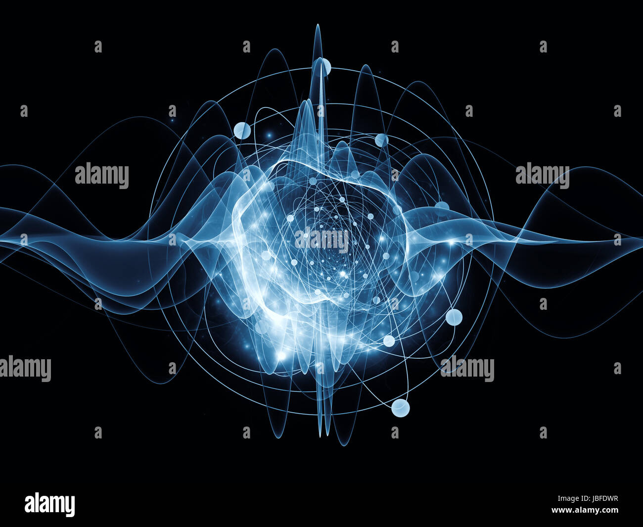 Atomic series. Abstract concept of atom and quantum waves illustrated ...