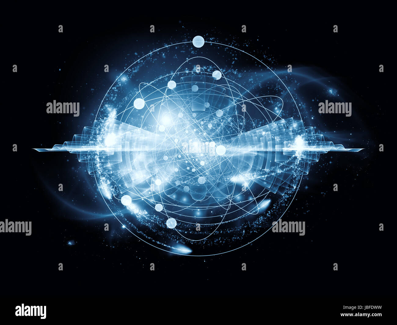 Atomic series. Abstract concept of atom and quantum waves illustrated ...
