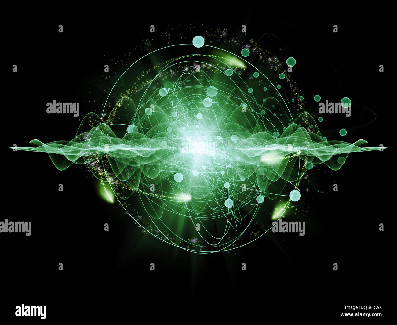Atomic series. Abstract concept of atom and quantum waves illustrated ...