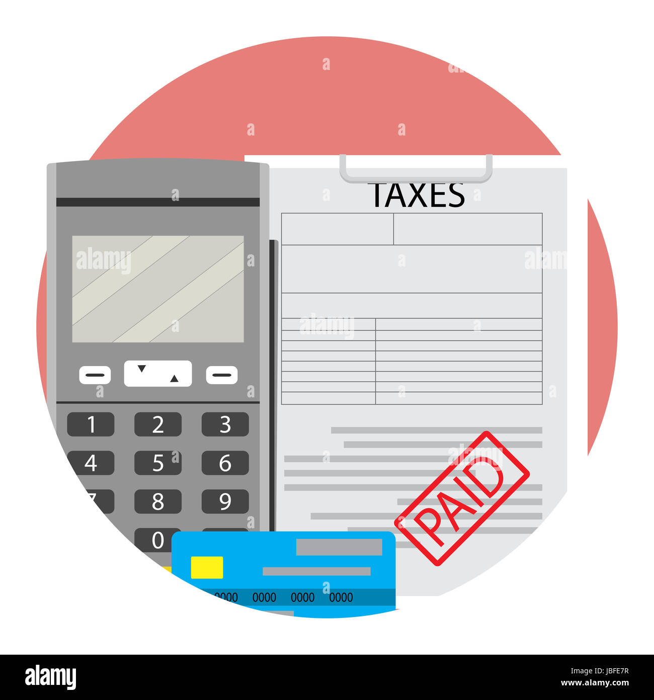 Financial taxation paid. Vector tax accounting, tax forms paid ...