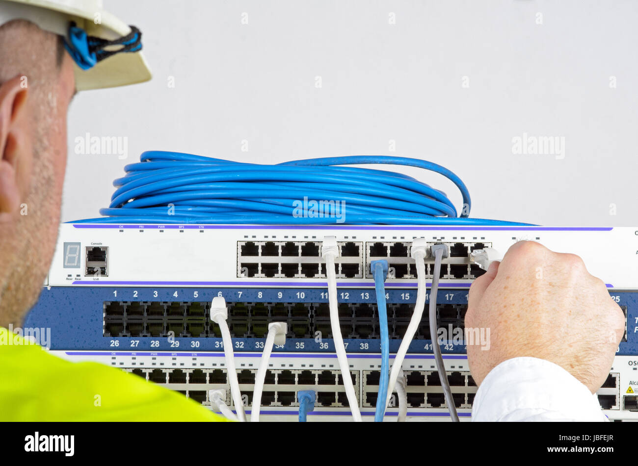 Photo of big server and wires during check-up Stock Photo - Alamy