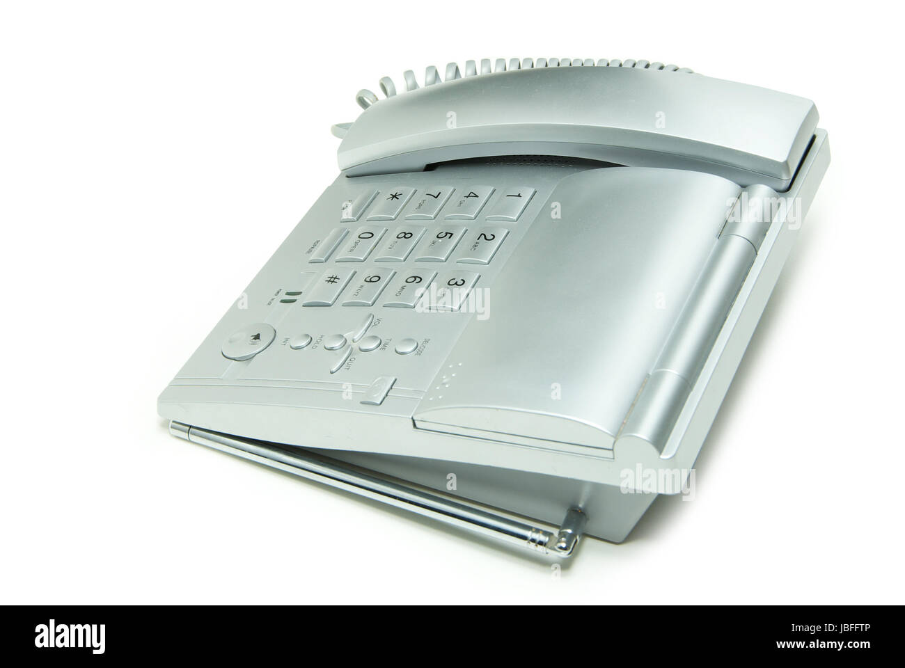 grey office telephone on a white background Stock Photo - Alamy