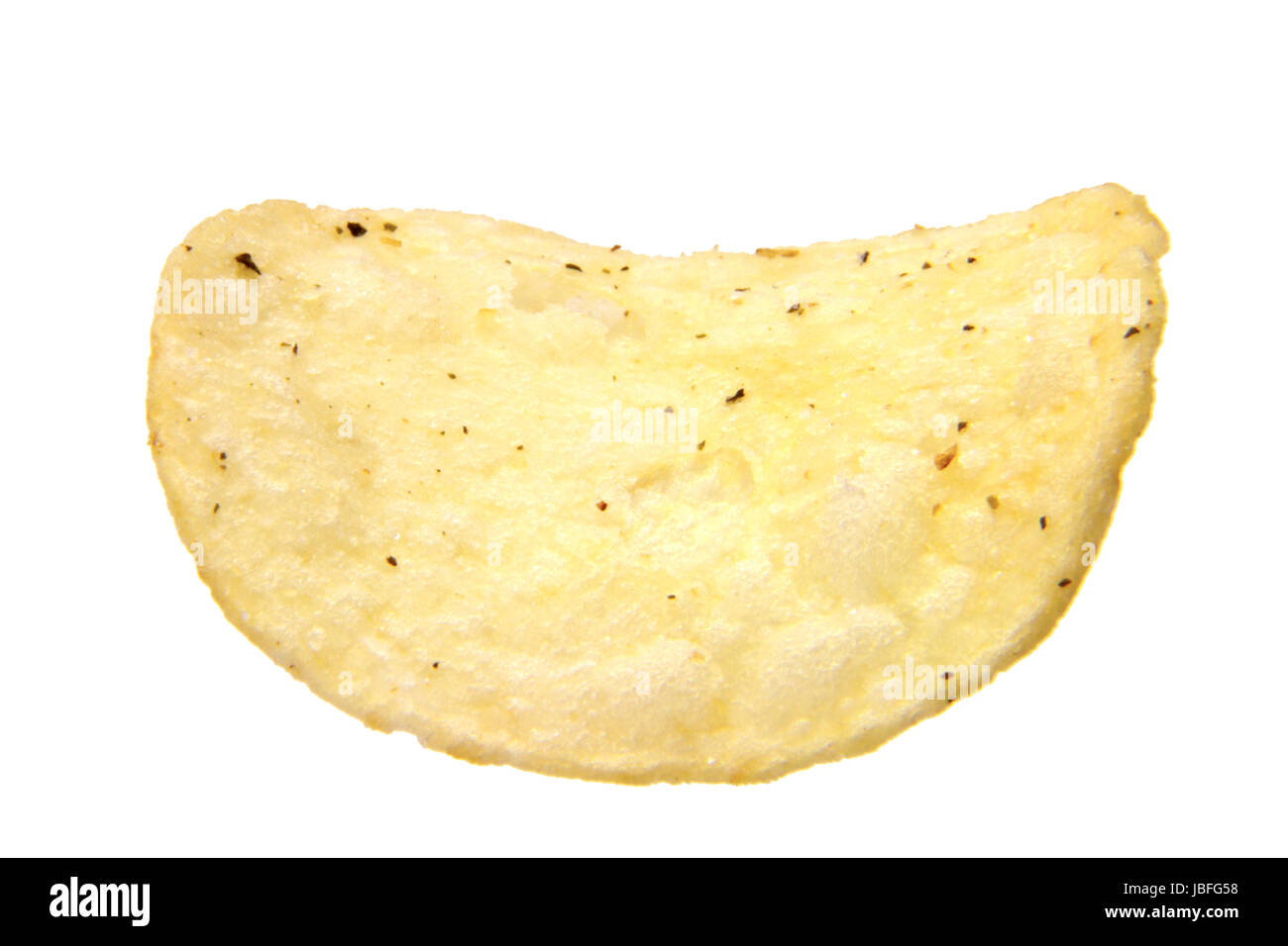 one piece of fried potato chips isolated on the white background Stock ...