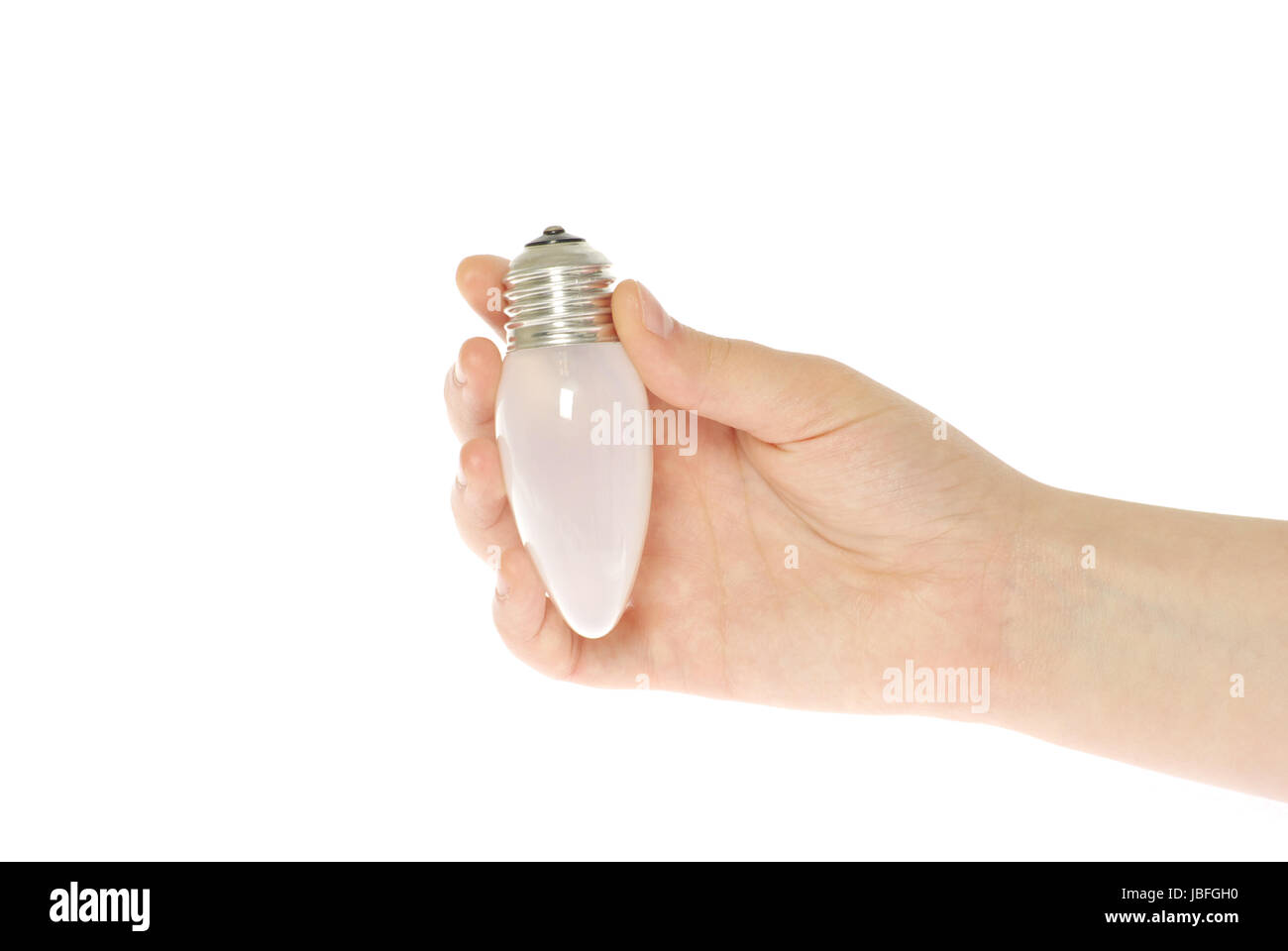 hand holding bulb isolated on white background Stock Photo - Alamy