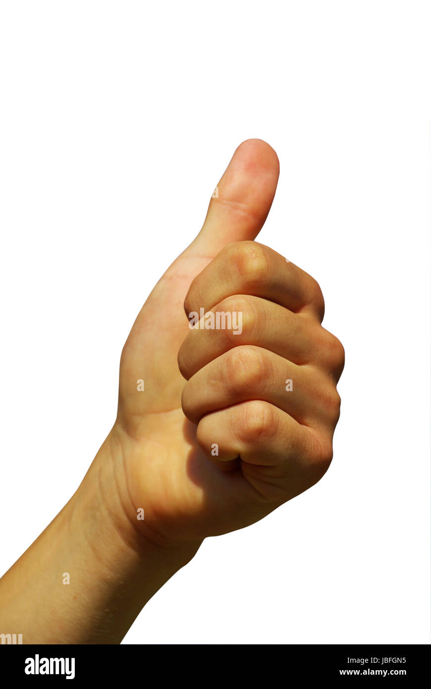 Womans hand with thumb up ok signal Stock Photo - Alamy