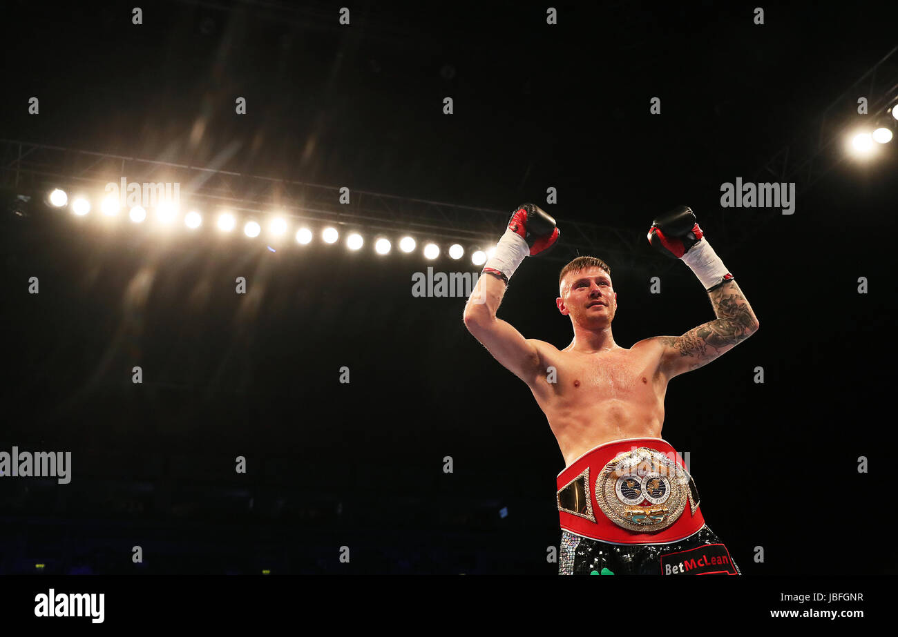 Paul Hyland Jr celebrates winning his IBF Eastern/Western Europe ...