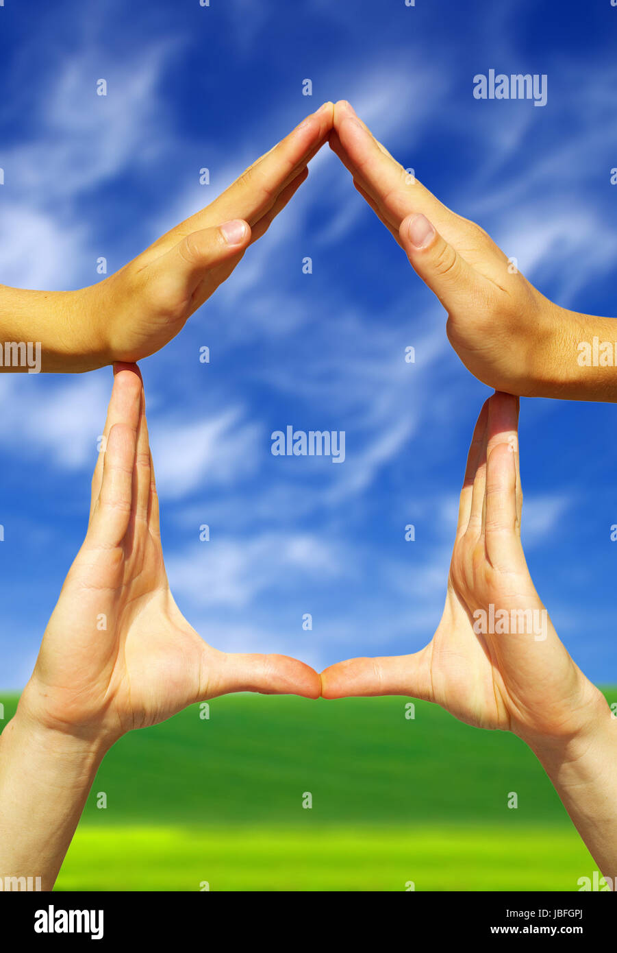 House made of woman hands isolated on landscape Stock Photo - Alamy