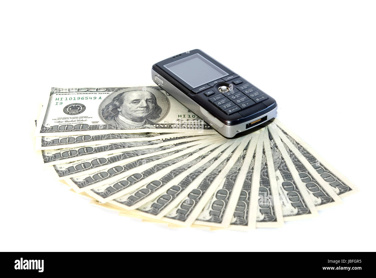 Money with a telephone on a white background Stock Photo - Alamy