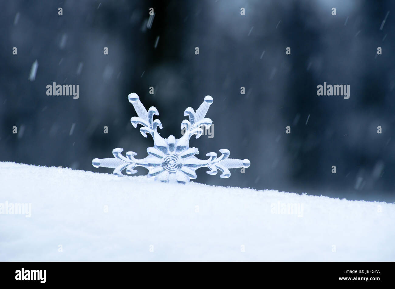 Snowflake in a white snow Stock Photo - Alamy