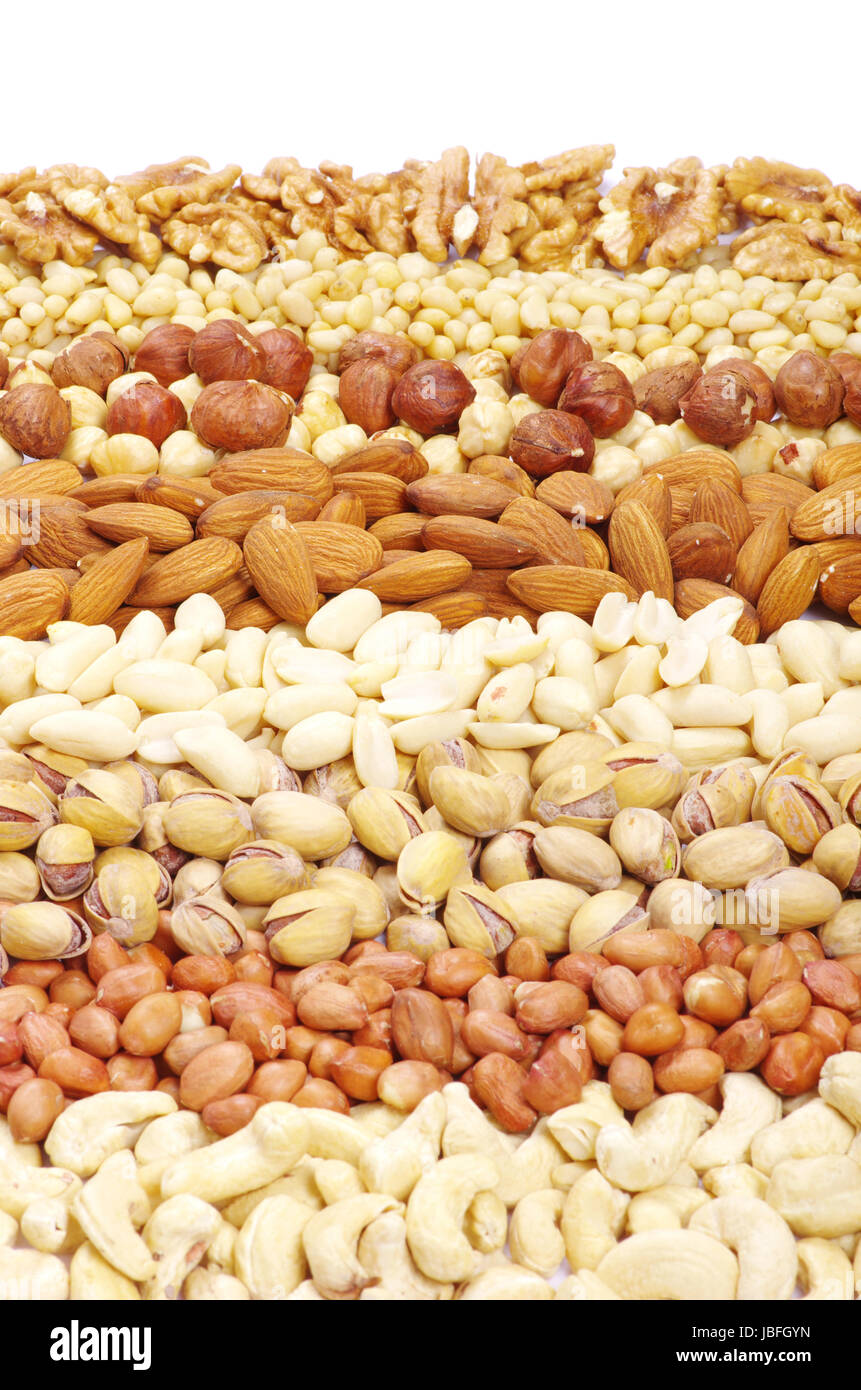 nuts collection isolated on background Stock Photo - Alamy