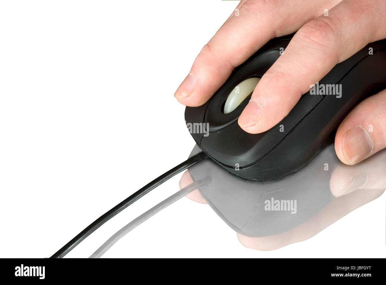 black computer mouse and hand Stock Photo - Alamy