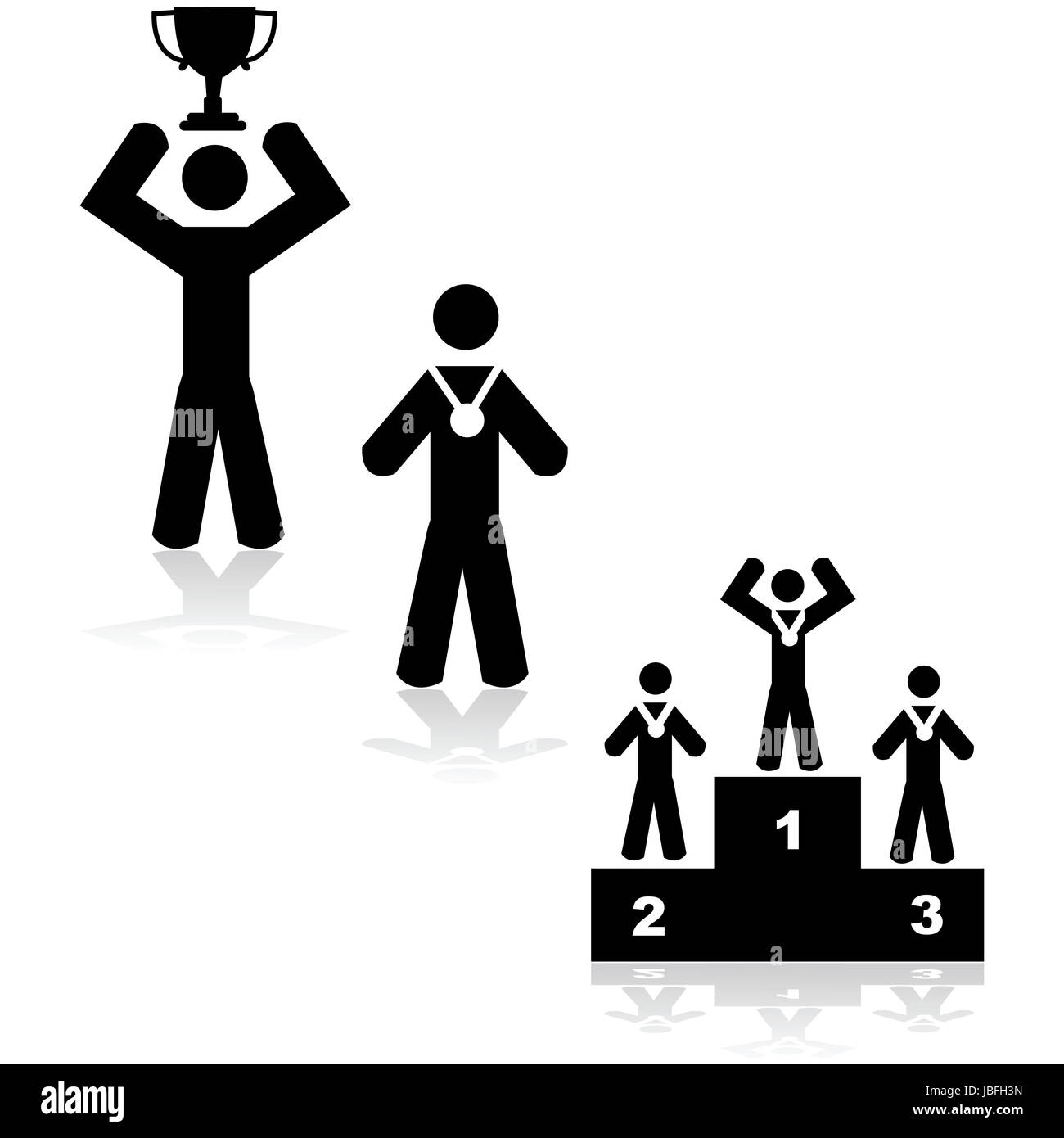 Concept illustration showing three different winner situations: with a ...