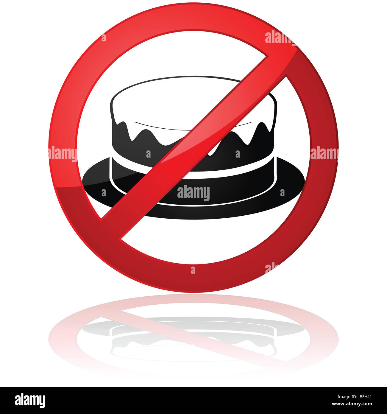 Concept illustration showing a cake inside a forbidden sign Stock Photo ...