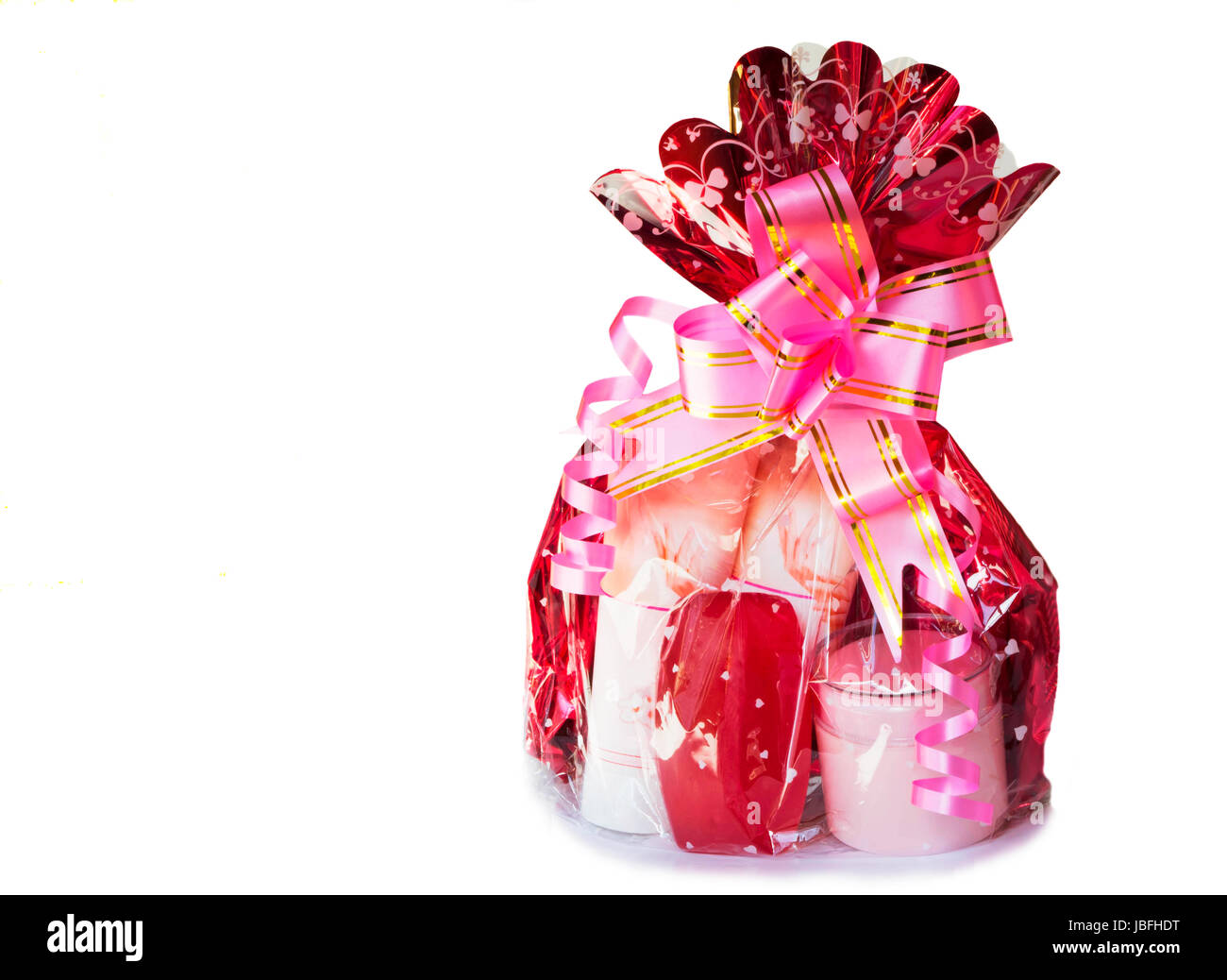 Gift - beautifully packed cosmetics. It is presented on a white ...