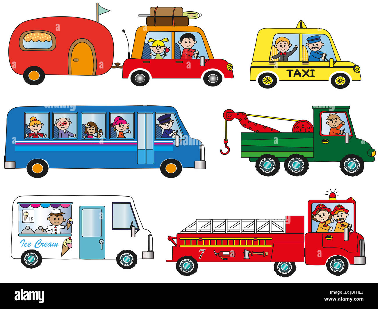illustration of funny cartoon transportation Stock Photo - Alamy