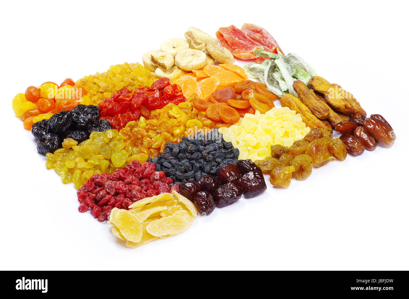 assortment dried fruits on white Stock Photo - Alamy
