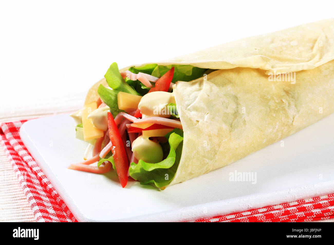 Ham and cheese salad wrap sandwich with mayonnaise Stock Photo - Alamy