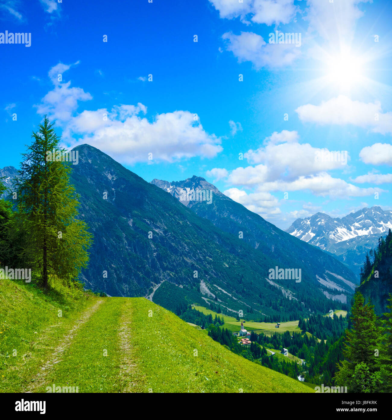 a beautiful trekking path in the austrian alps Stock Photo - Alamy