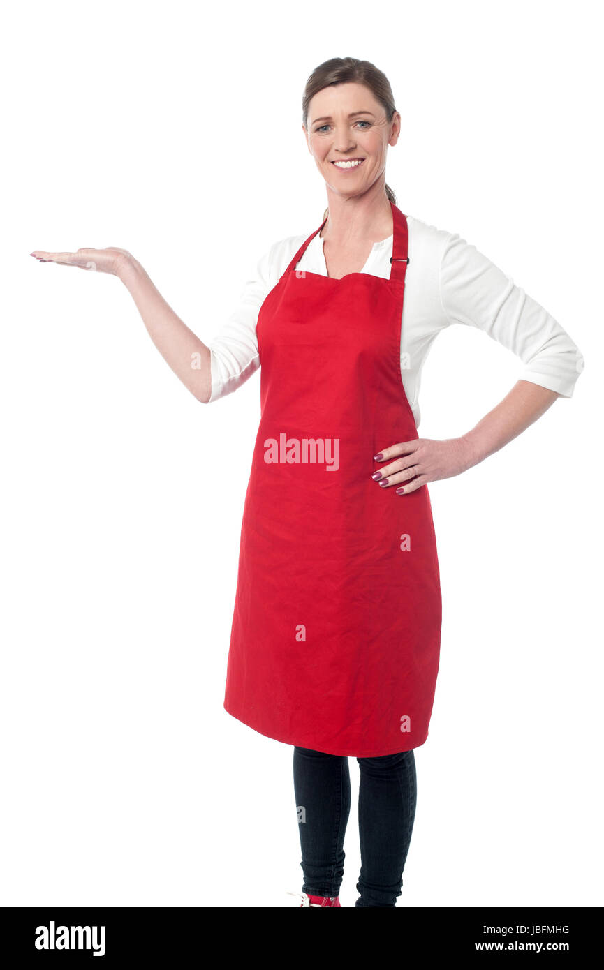 Chef welcoming you to her newly opened restaurant Stock Photo - Alamy