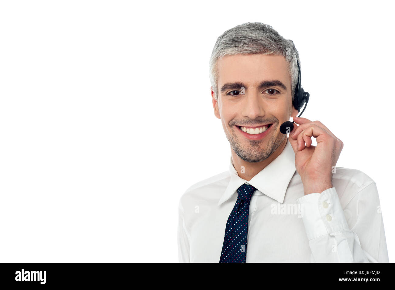 Customer service representative wearing a headset Stock Photo - Alamy
