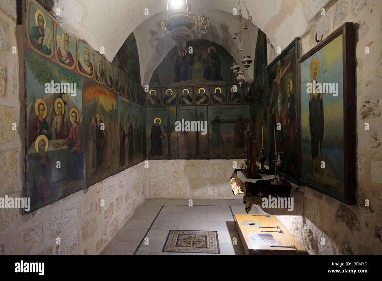 The room of the Holy tree inside the Eastern Orthodox Monastery of the ...