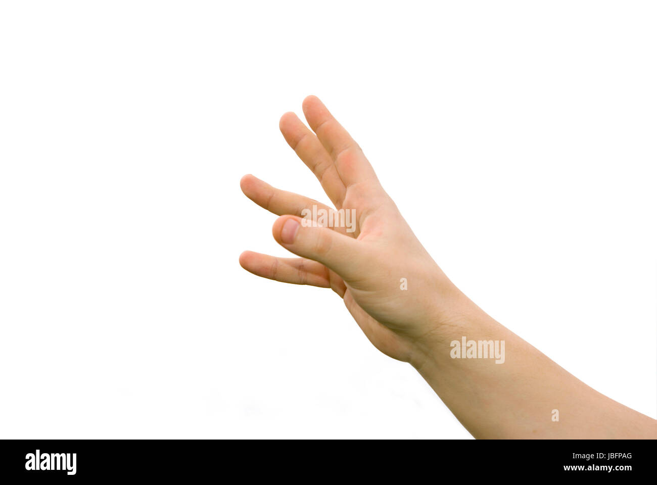 Extended hand for help on a white background Stock Photo - Alamy