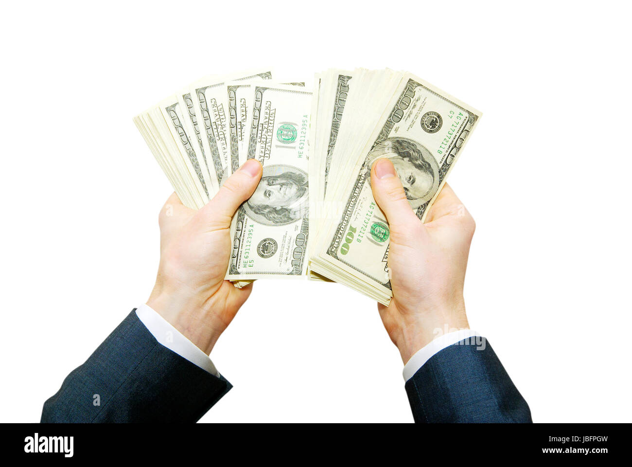 Hand with money isolated on white background Stock Photo - Alamy