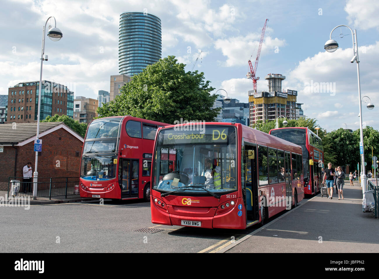 D6 low decker bus in Crossharbour Bus Station, Isle of Dogs, Tower ...