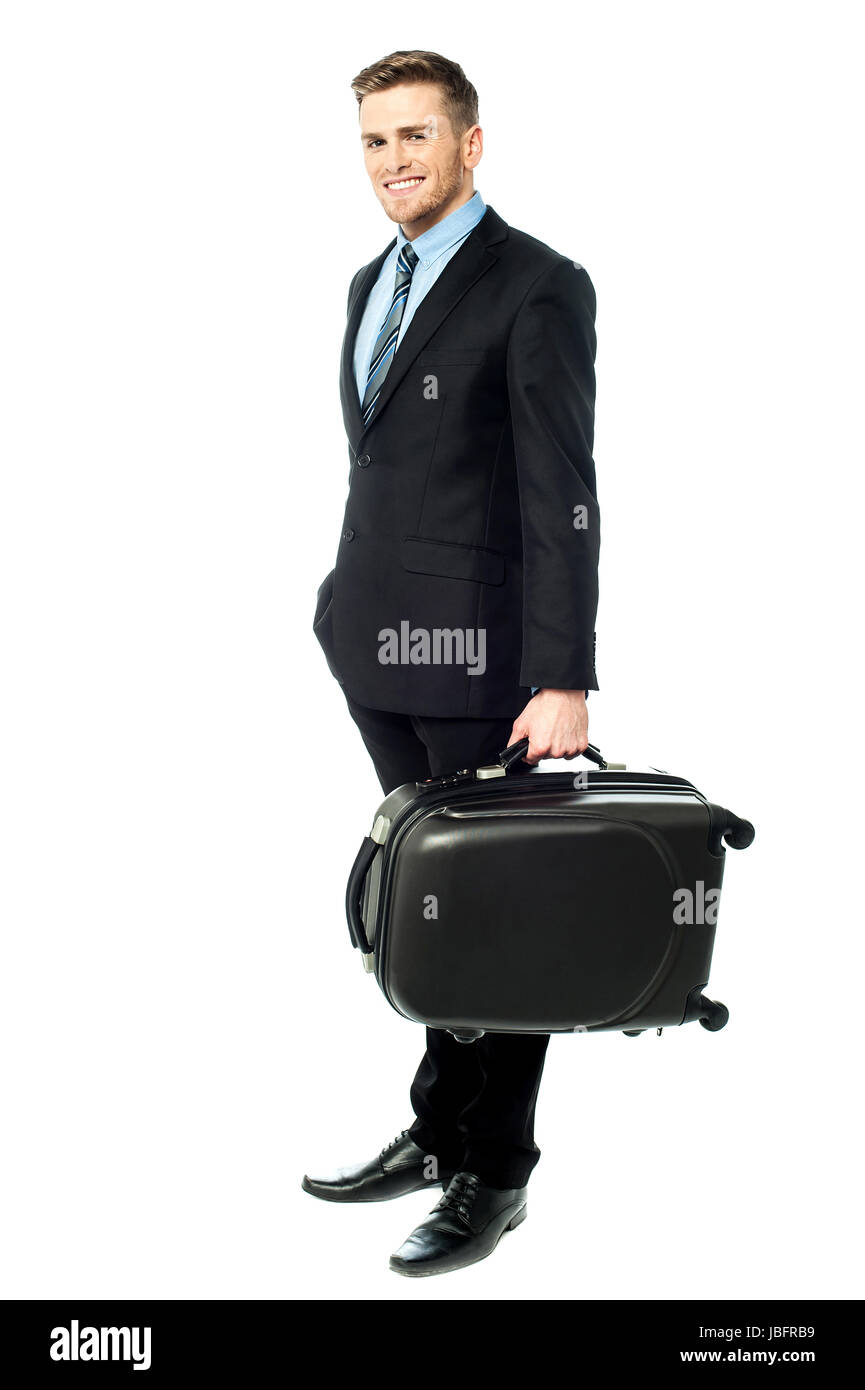 Full length portrait of a businessman holding briefcase Stock Photo - Alamy