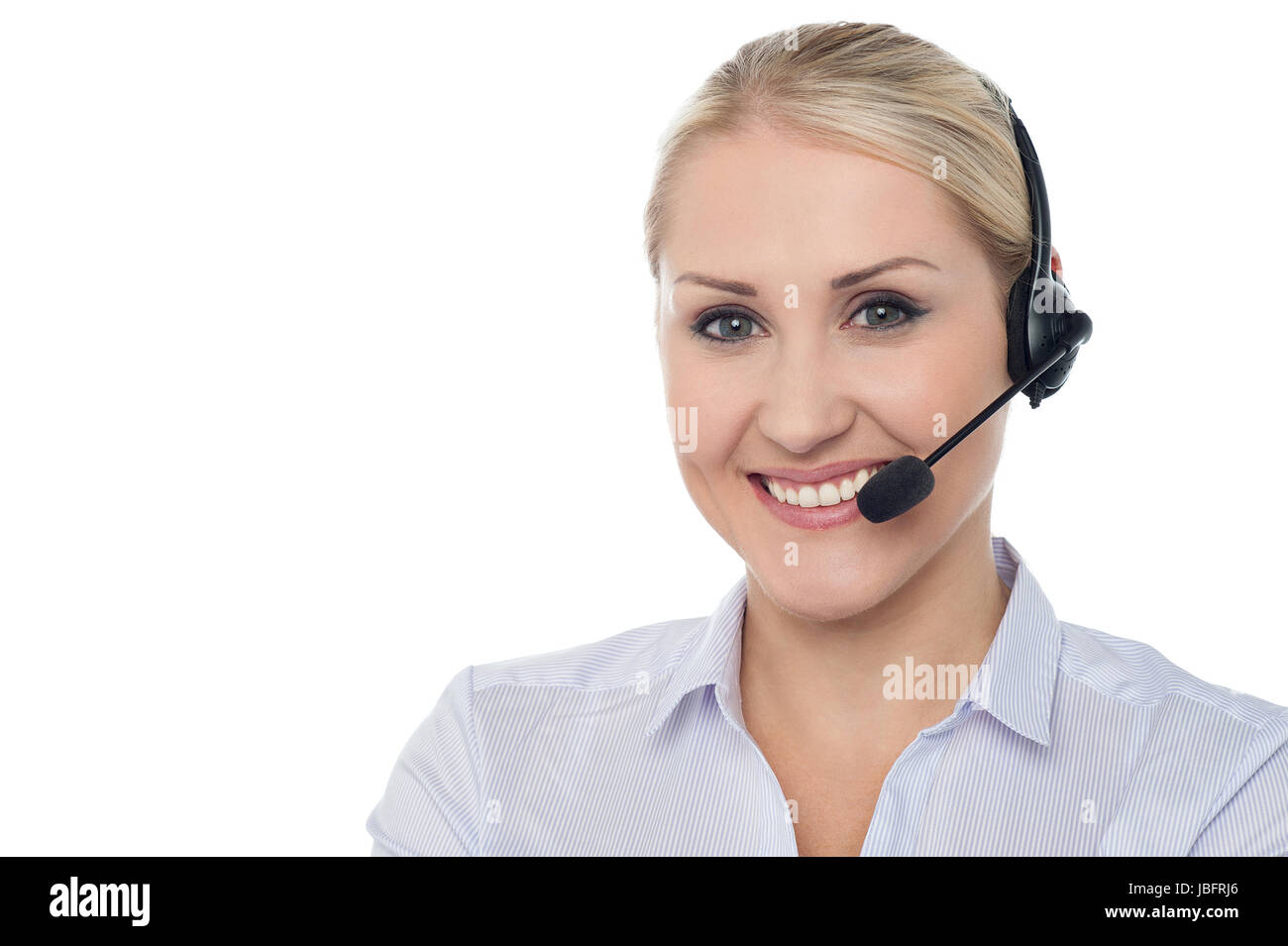 Confident smiling female customer support staff Stock Photo - Alamy