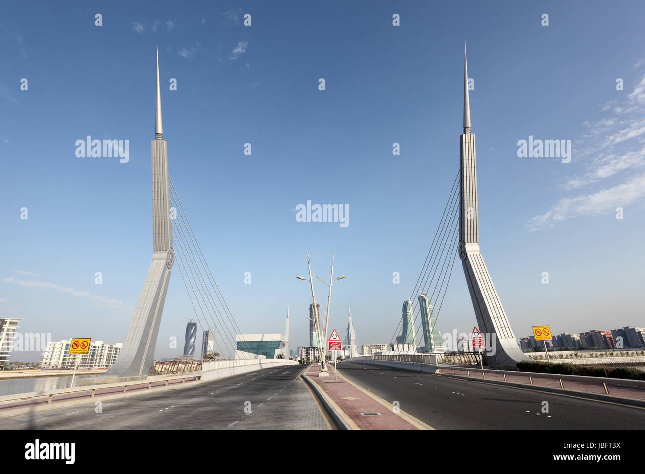 Bridge at the financial harbour marina in Manama, Bahrain, Middle East ...