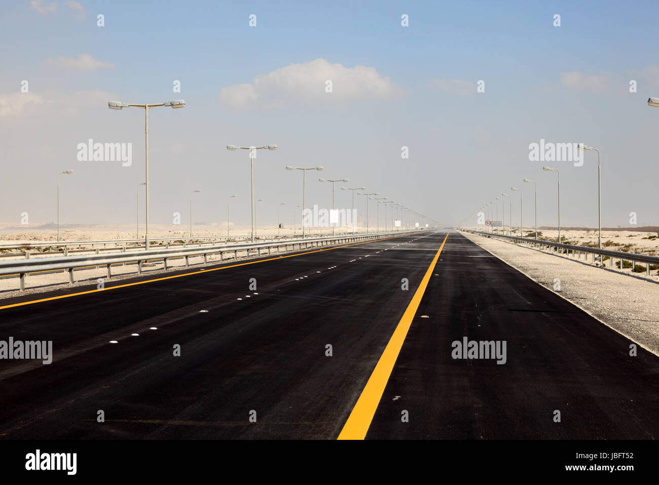 King Hamad Highway in the desert of Bahrian, Middle East Stock Photo ...