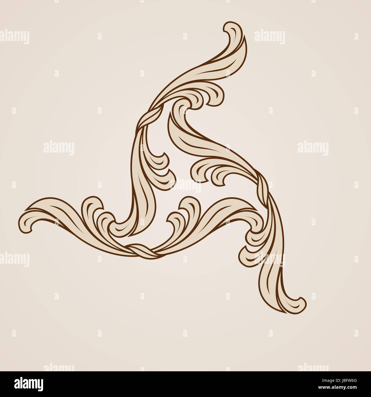 Ornate design element. Illustration in light and dark brown colors ...