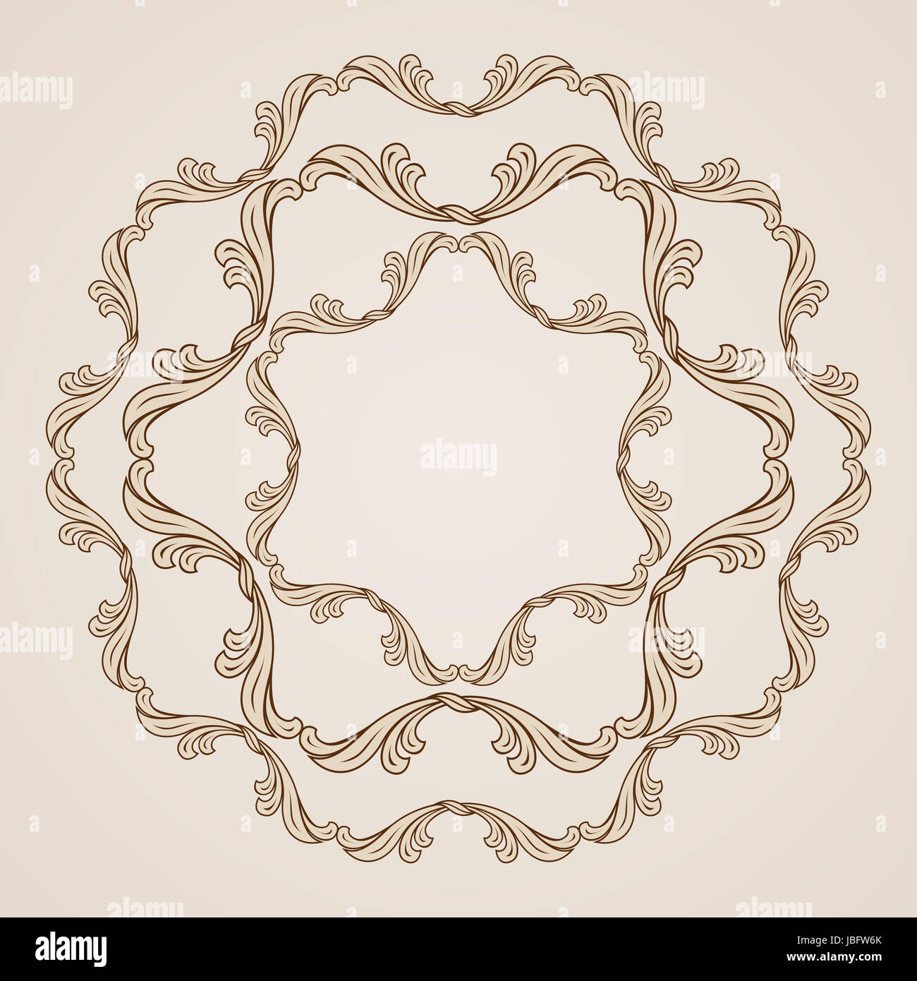Illustration of decorative floral element in light and dark brown ...