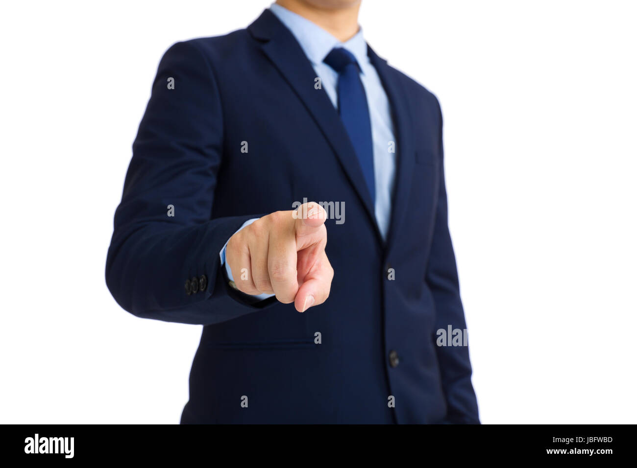 Business Man pushing on screen interface Stock Photo - Alamy