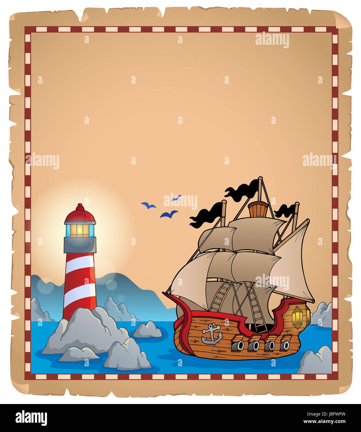 Pirate theme parchment 7 - picture illustration Stock Photo - Alamy