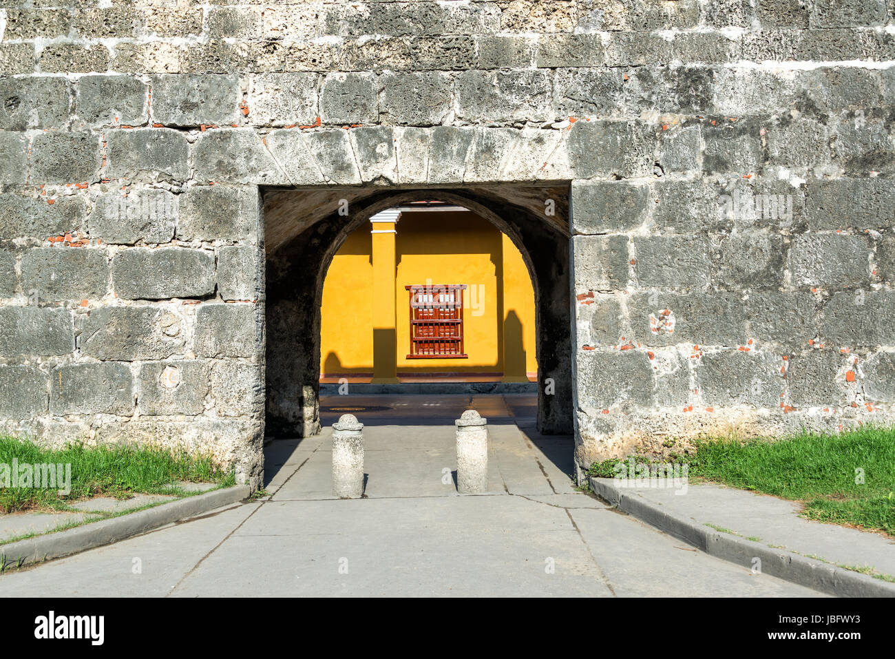 Entrance to the historic walled city of Cartagena, Colombia Stock Photo ...