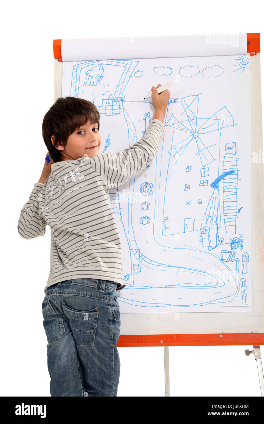 Talented little boy drawing Stock Photo - Alamy