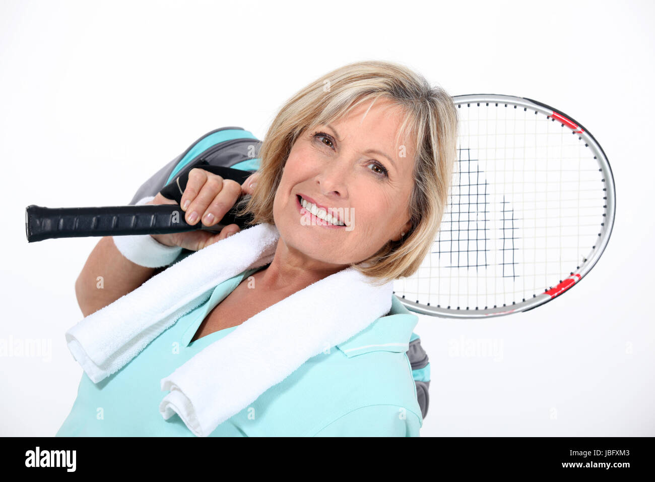 Woman with tennis racket Stock Photo - Alamy