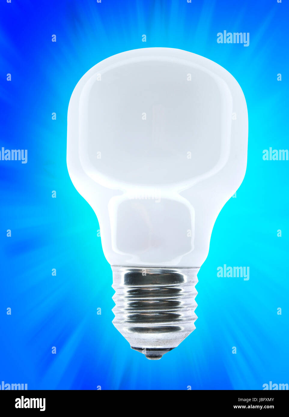 Wite bulb isolated on blue Stock Photo - Alamy