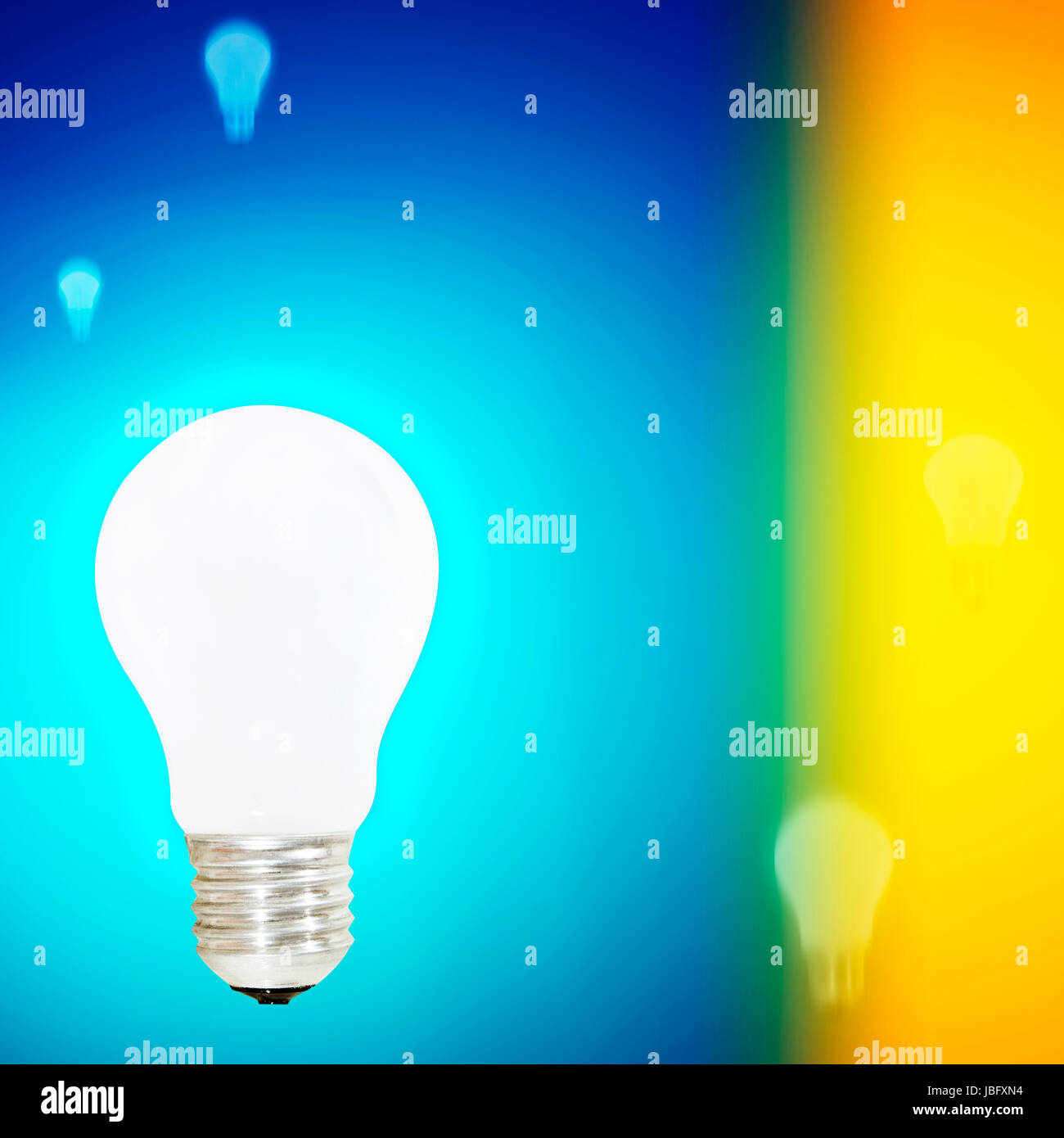 Picture of white bulbs falling Stock Photo - Alamy