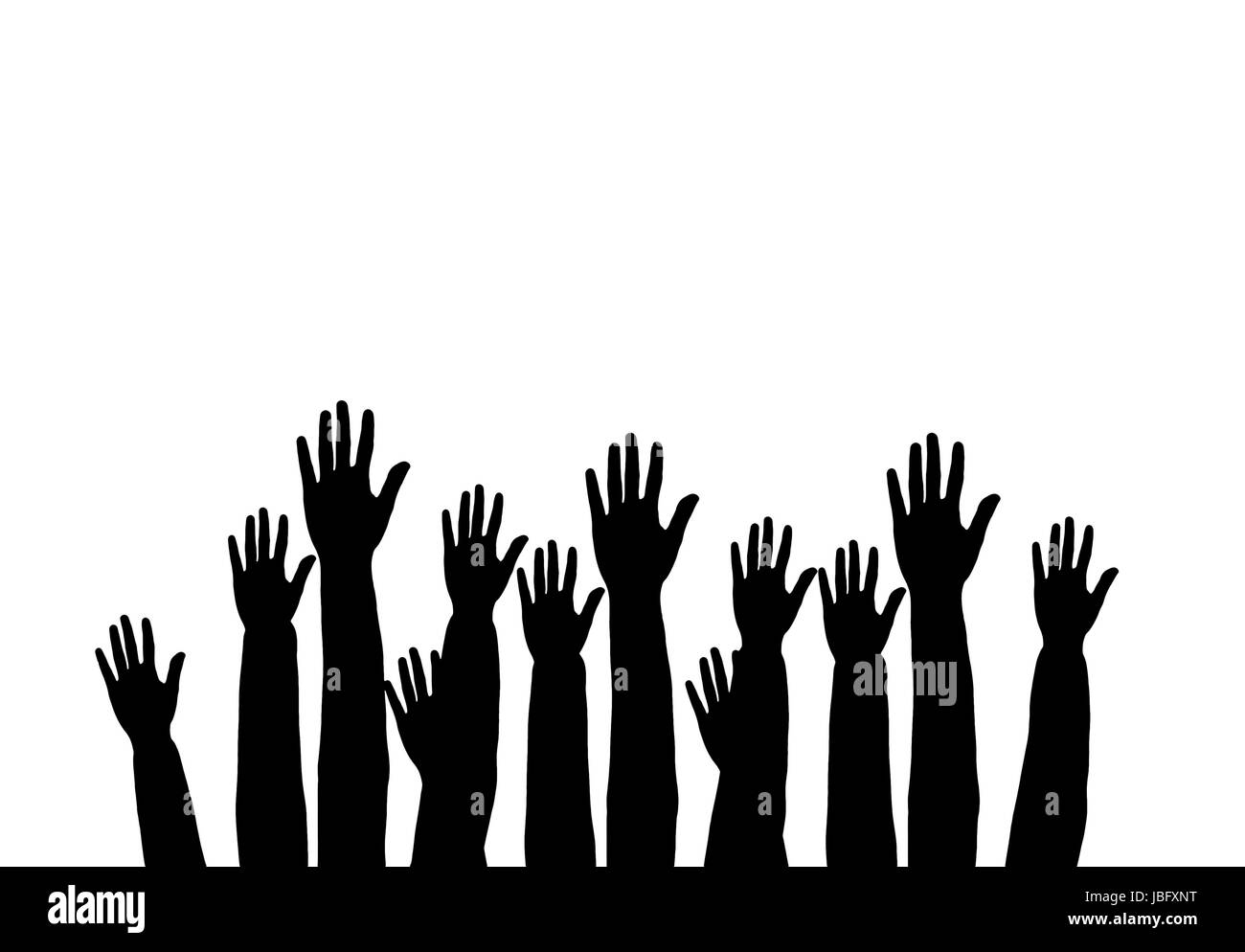 Lots of hands up, at a party. Isolated Stock Photo - Alamy