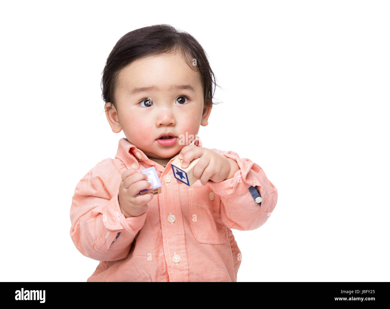 Asia baby boy play toy block Stock Photo - Alamy