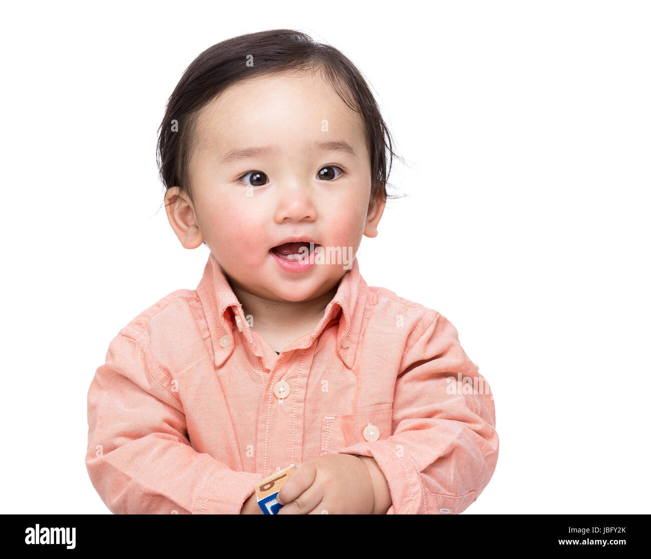 Asia baby boy play toy block isolated Stock Photo - Alamy